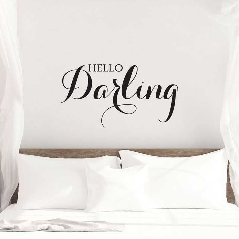 Hello Darling - Greeting Quote Vinyl Decal for Bedroom Decor, Mirrors ...