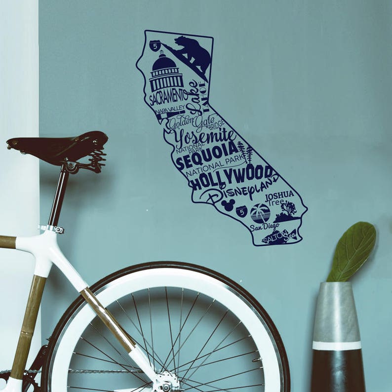 California State Landmarks Display Cali Wall Vinyl Decal for - Etsy
