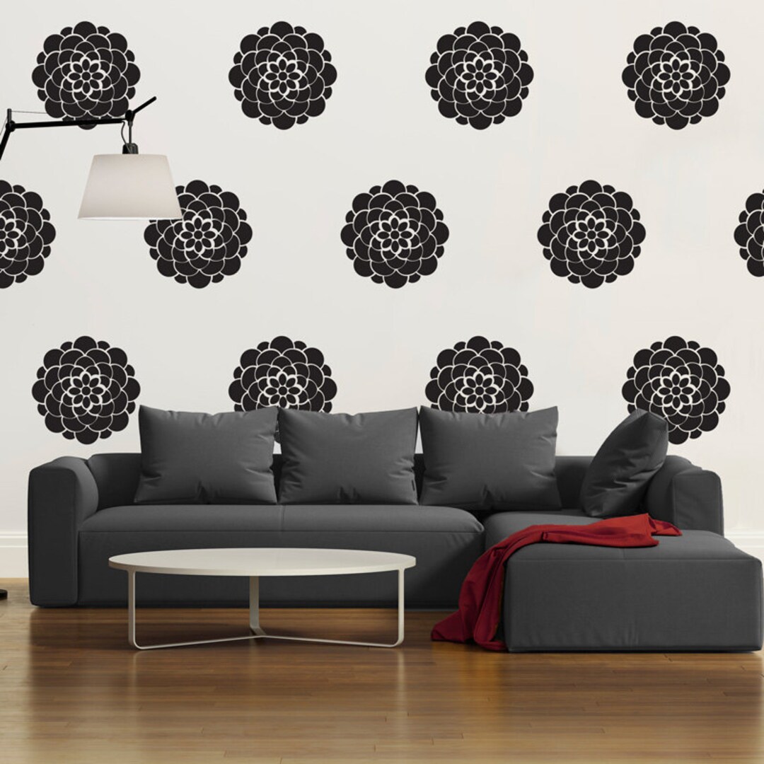 Geometric Flower Wall Pattern Decal Modern Design Wall Decal Custom ...