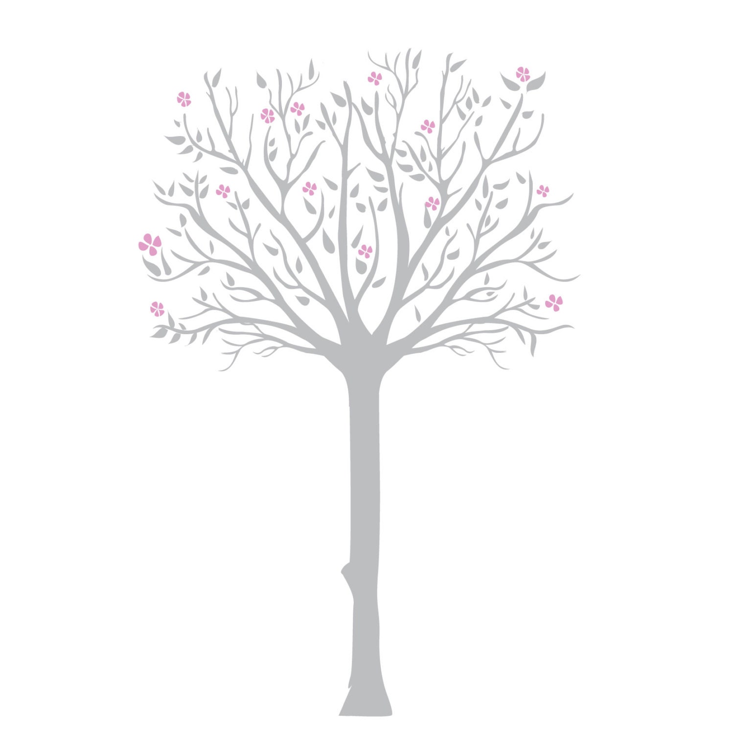 Spring Tree With Flowers - Wall Decal Custom Vinyl Art Stickers - Etsy