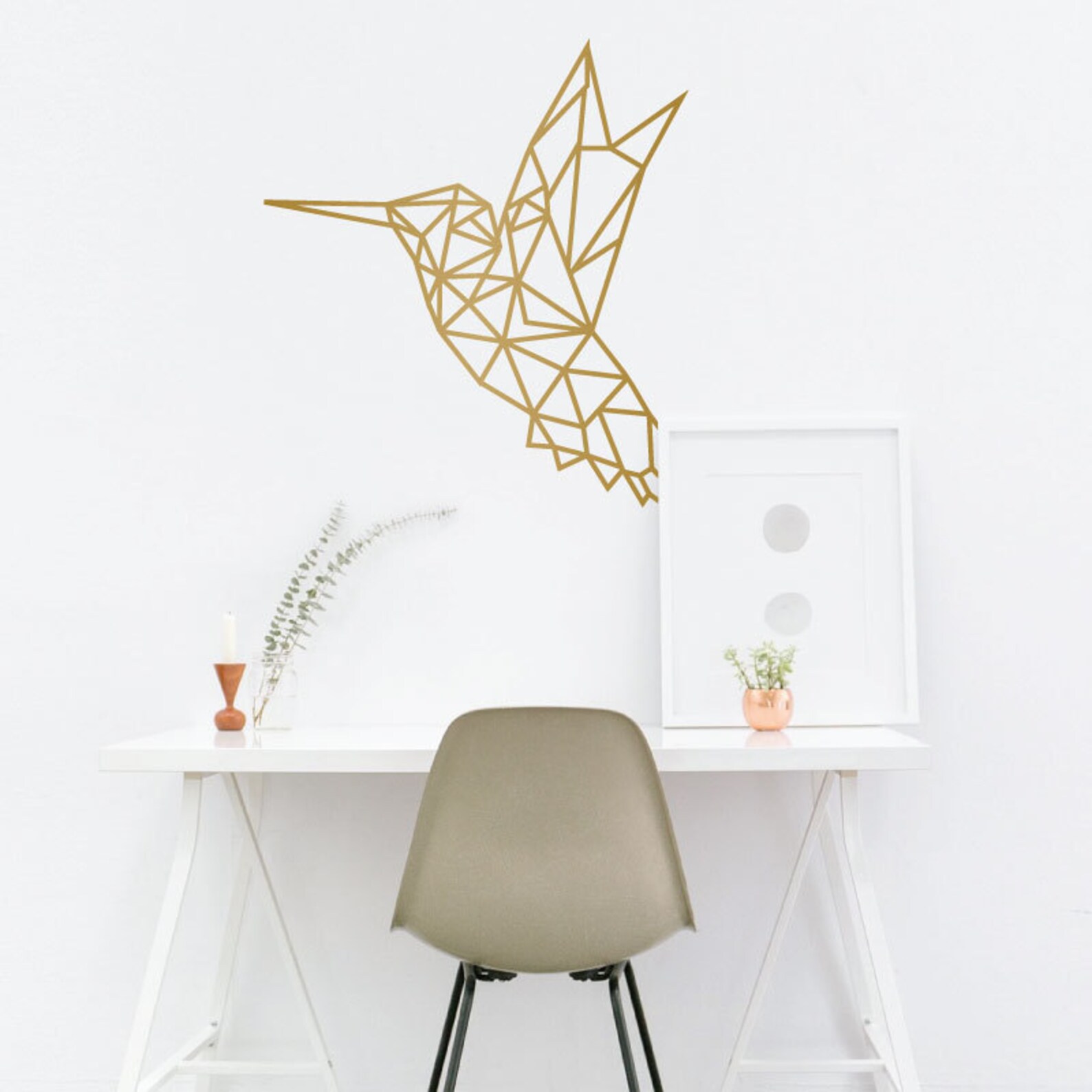 Geometric Hummingbird Vinyl Wall Art Decal Custom Bird Stickers for ...