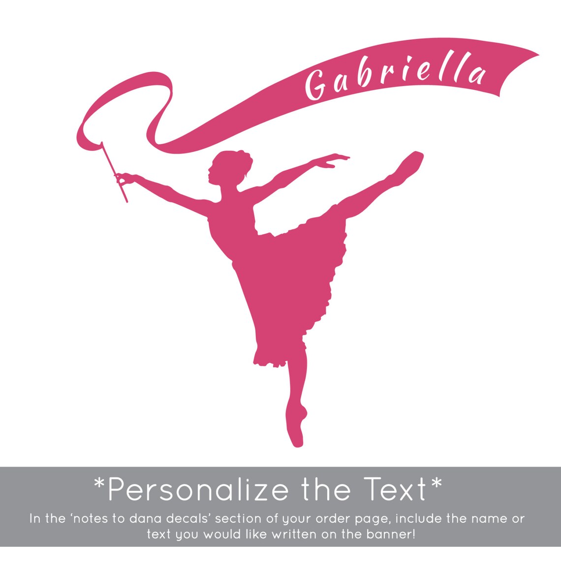 Personalized Ribbon Banner Dancer Ballet Dancer Wall Decal | Etsy