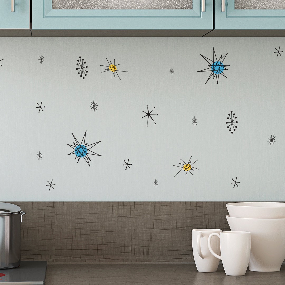 Retro Atomic Shapes - Vintage Decor - Wall Decal Custom Vinyl Art ...