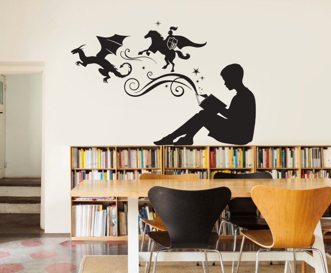 Boy Reading Magic Book Wall Decal Vinyl Art Stickers for - Etsy