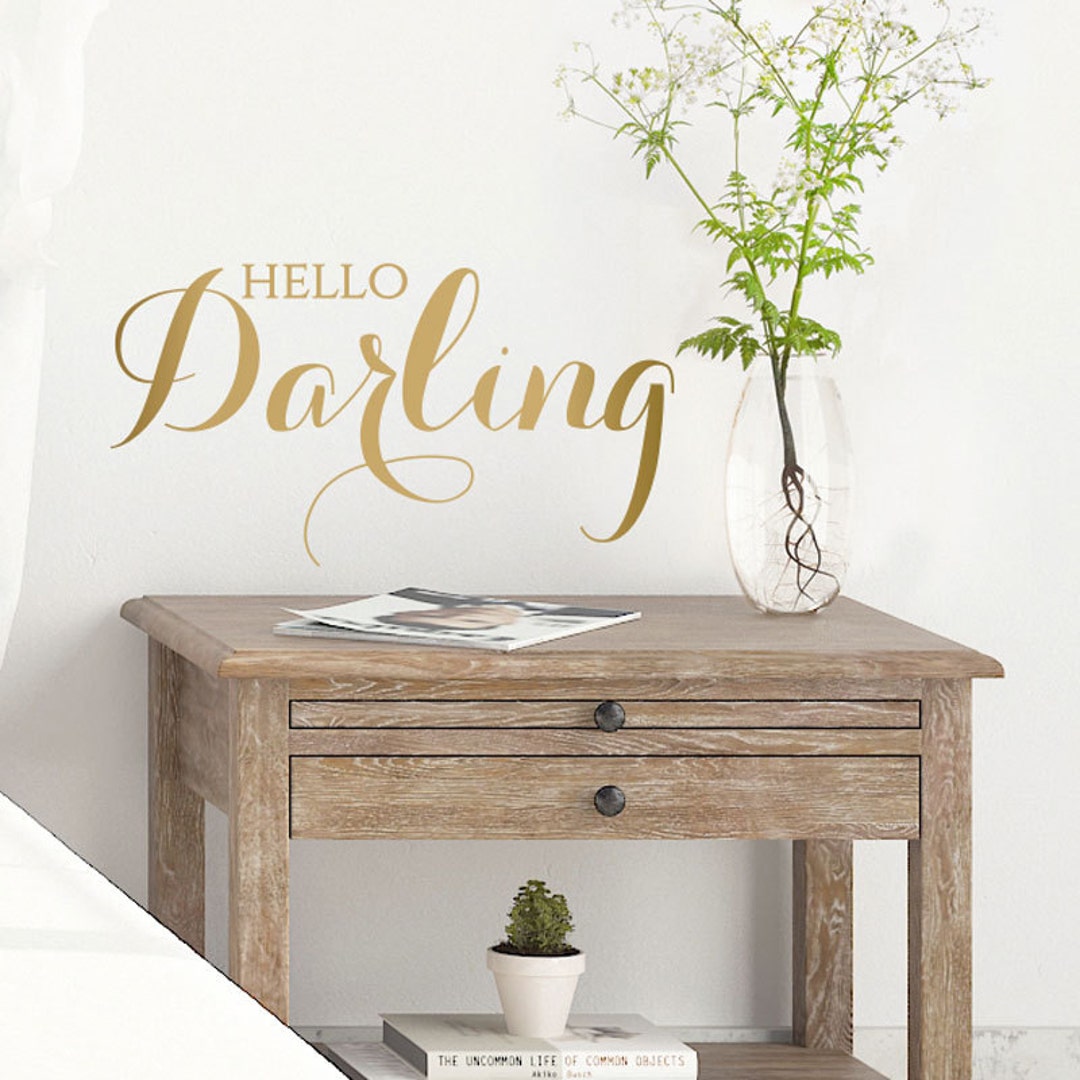 Hello Darling Greeting Quote Vinyl Decal for Bedroom Decor, Mirrors ...