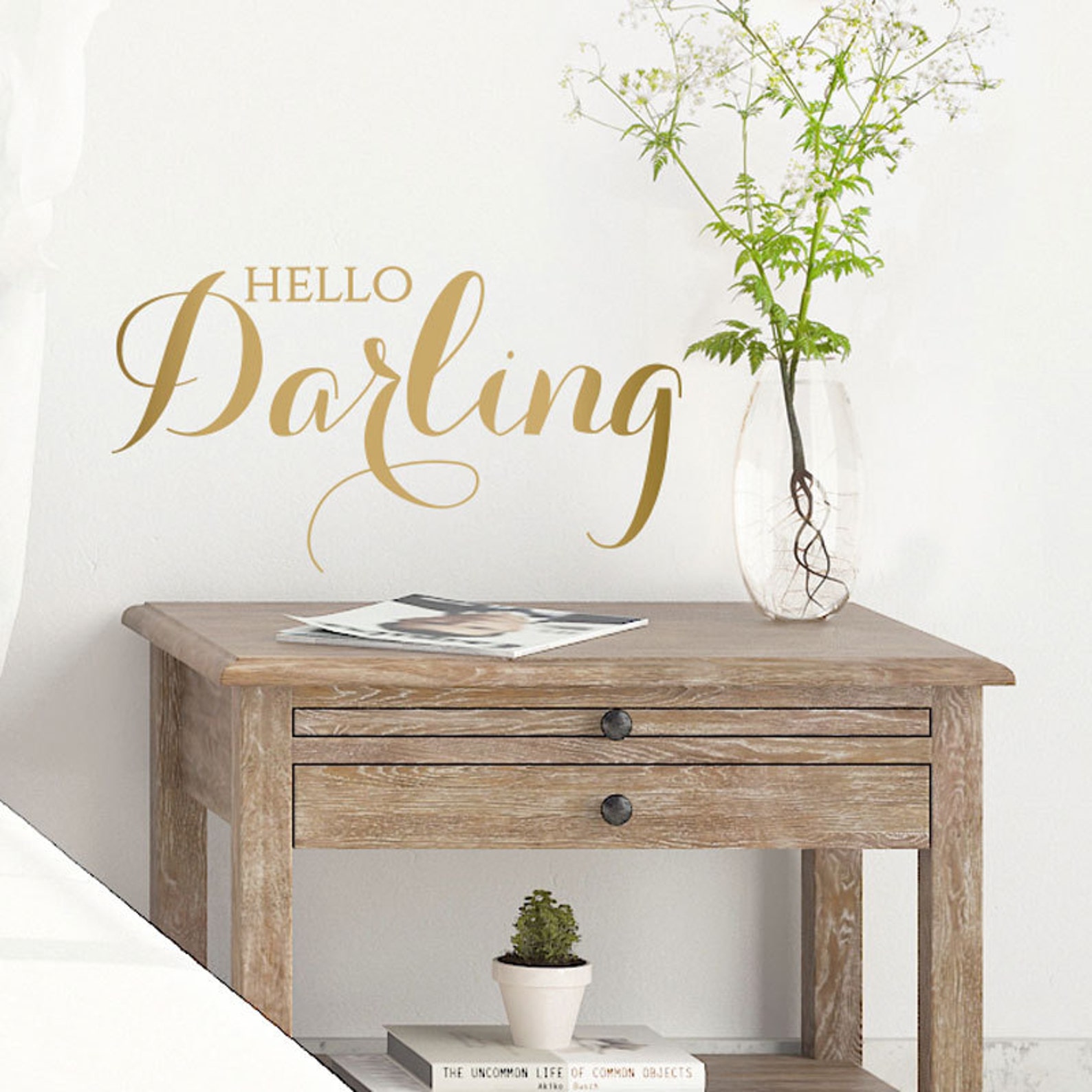 Hello Darling Greeting Quote Vinyl Decal for Bedroom Decor - Etsy