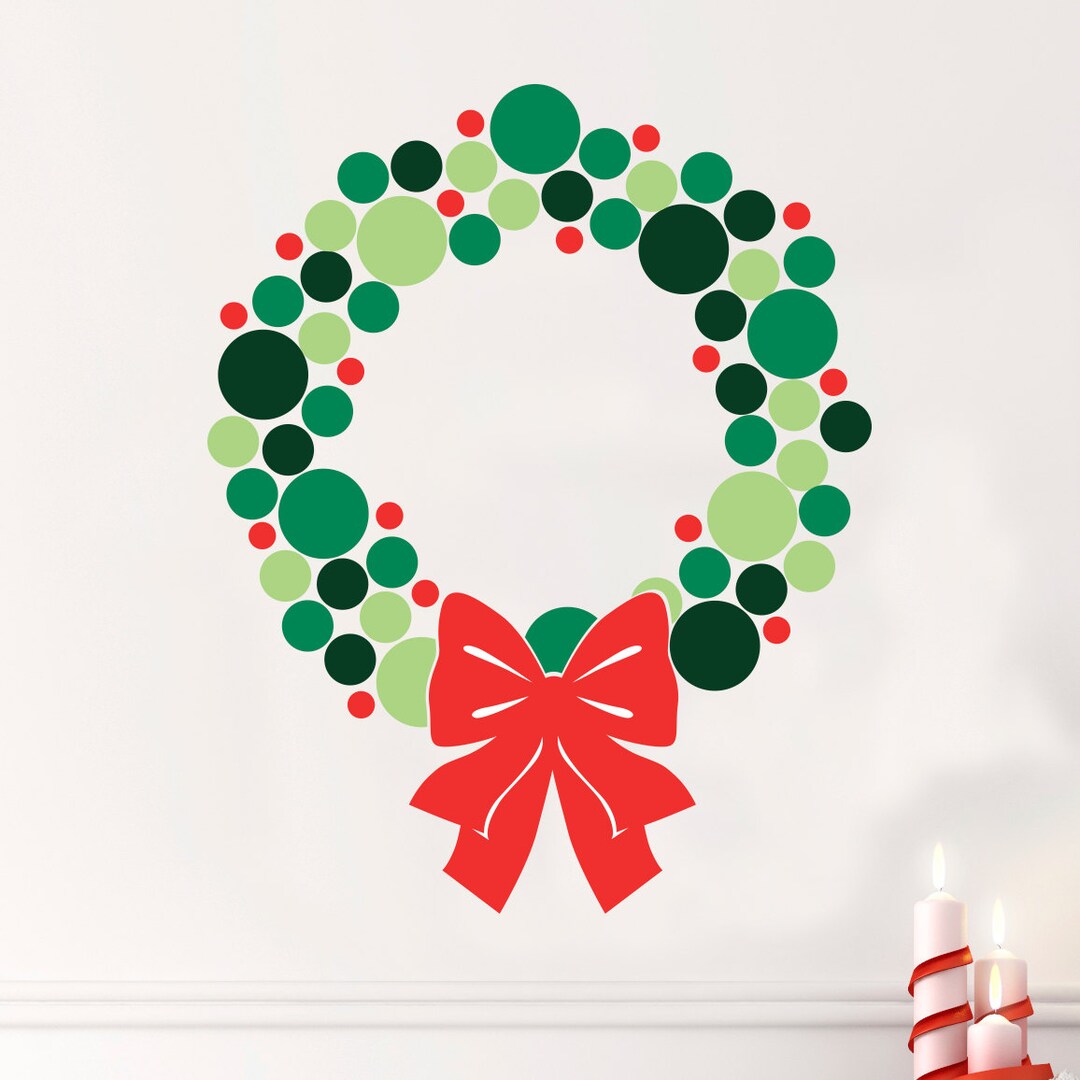 Modern Christmas Wreath -wall Decal Custom Vinyl Art Stickers - Etsy