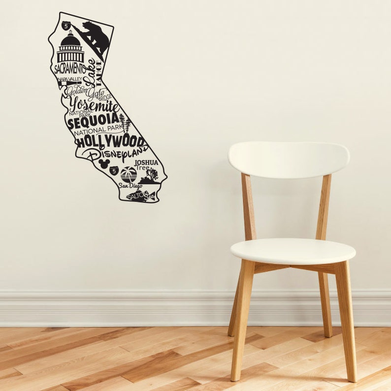 California State Landmarks Display Cali Wall Vinyl Decal for - Etsy
