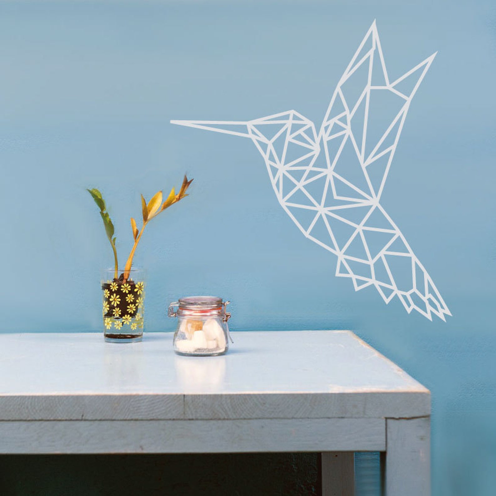 Geometric Hummingbird Vinyl Wall Art Decal Custom Bird Stickers for ...