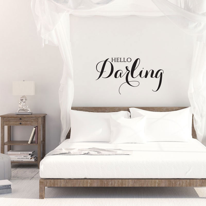 Hello Darling Greeting Quote Vinyl Decal for Bedroom Decor | Etsy