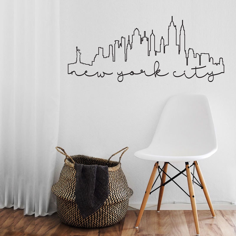 New York City Outline Large Outlined New York City SKyline | Etsy