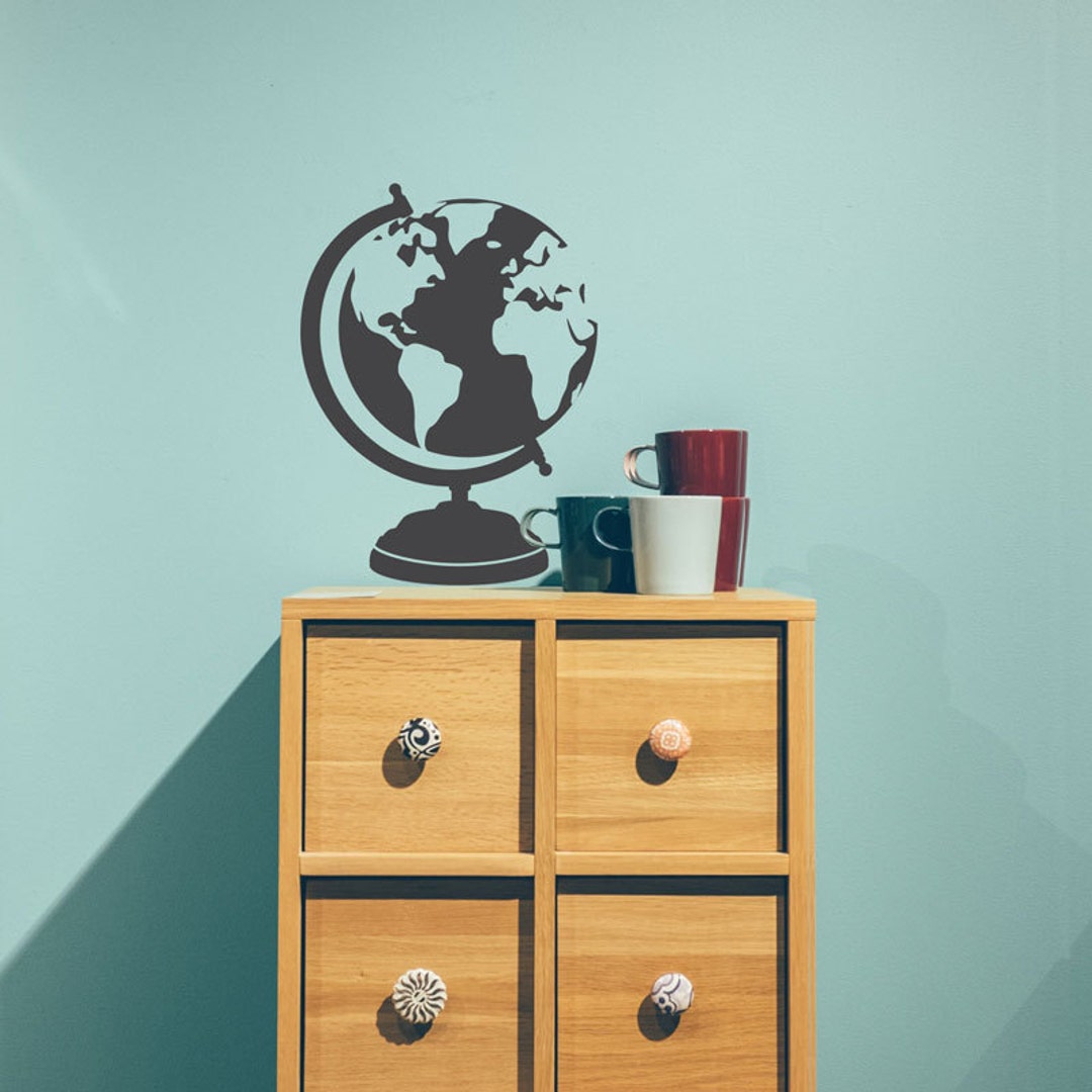 Globe Map Decal - Wall Vinyl Decal for School Classroom, Library Kids ...