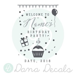 Birthday Party Personalized Welcome Sign Vinyl Decal Wall Decal for ...