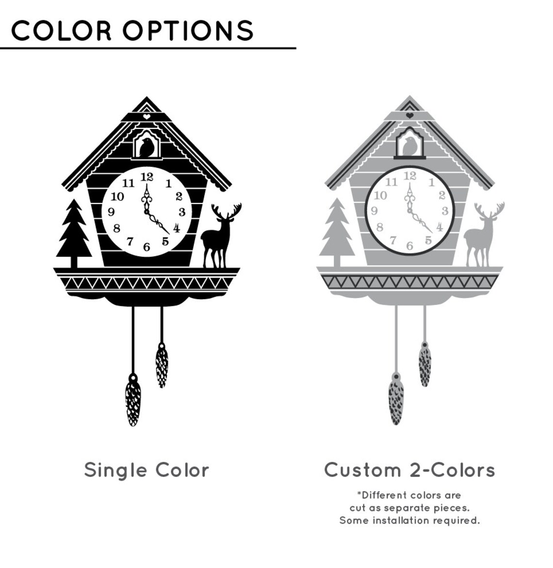 Rustic Cuckoo Clock Wall Decal Custom Vinyl Art Stickers for | Etsy