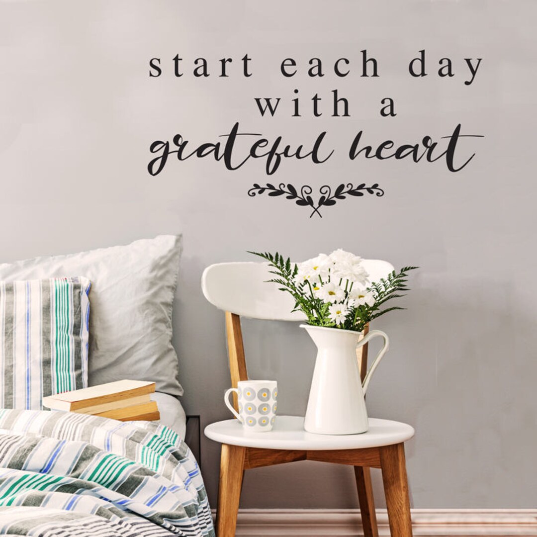 Grateful Heart Quote Vinyl Wall Decal - Positive Home Decor - Etsy