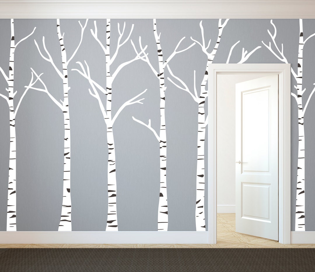 Birch Trees Silhouettes Forest - Wall Decal Custom Vinyl Art Stickers ...