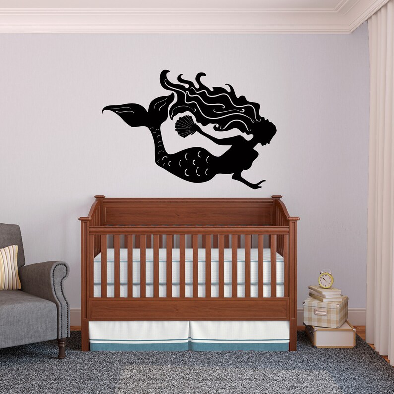 Mermaid Decal With Sea Shell for Bathrooms and Kids Rooms - Etsy