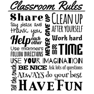 Classroom Rules - Wall Decal Custom Vinyl Art Stickers for Schools ...
