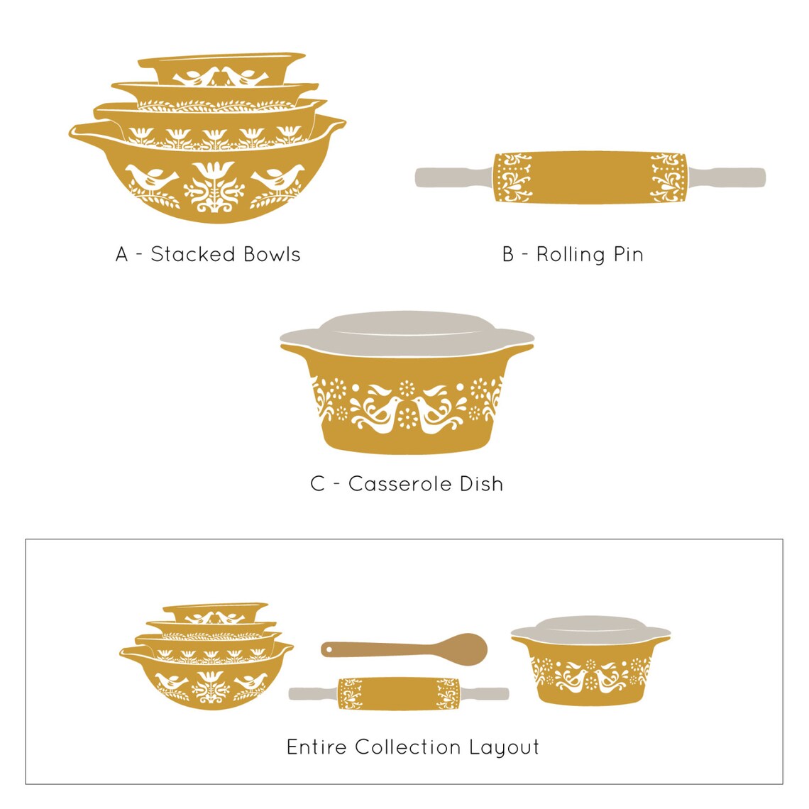 Pyrex Dishes Collection - Wall Decal Custom Vinyl Art Stickers - Etsy