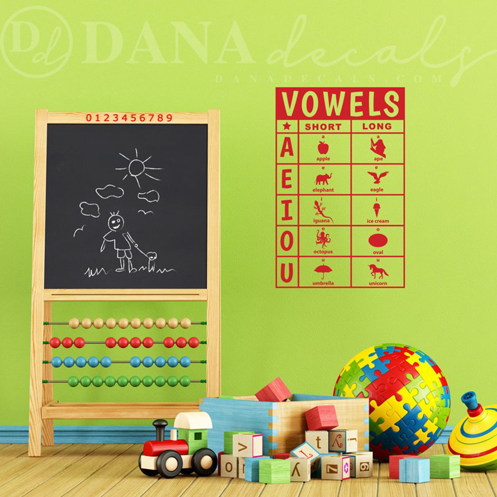 Vowel Chart Vinyl Decal Long and Short Vowel Sounds With | Etsy