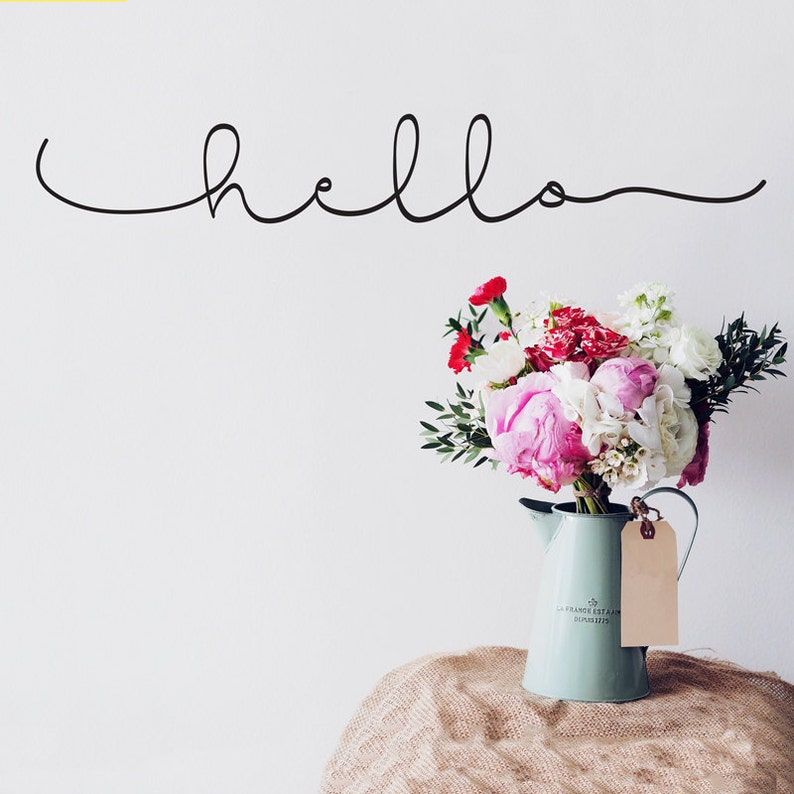 Hello Simple Script Typographic Quote Friendly Welcoming | Etsy