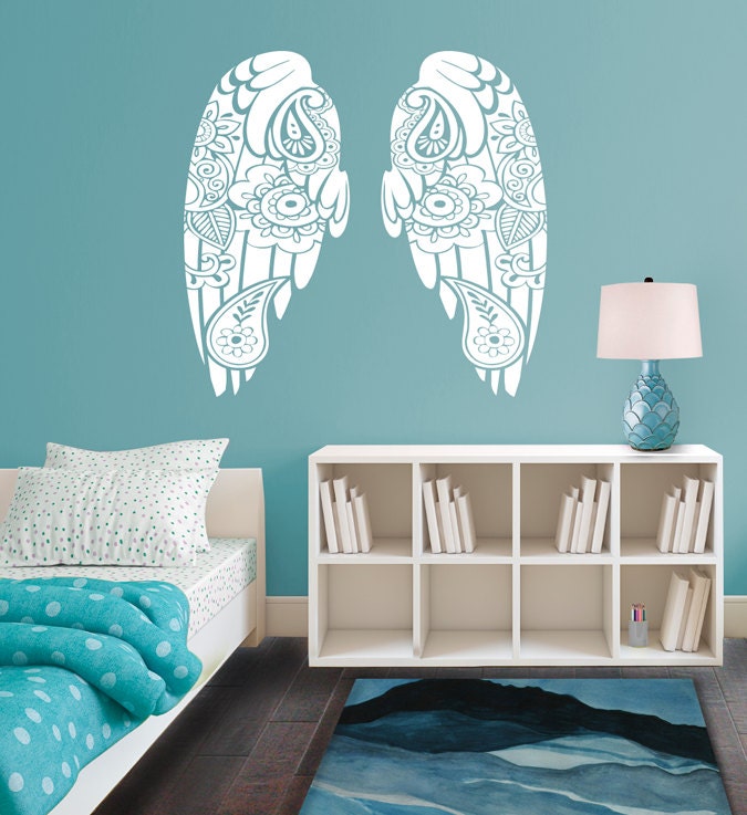 Patterned Angel Wings Wall Decal Custom Vinyl Art Stickers | Etsy