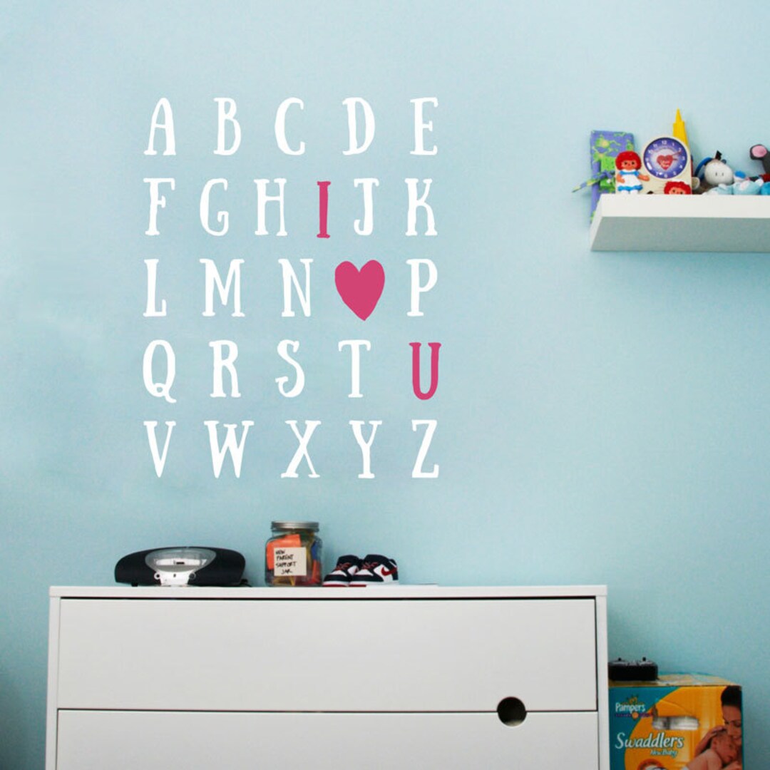 I Heart U Alphabet Vinyl Wall Art Decal Custom Stickers for Kids Rooms ...
