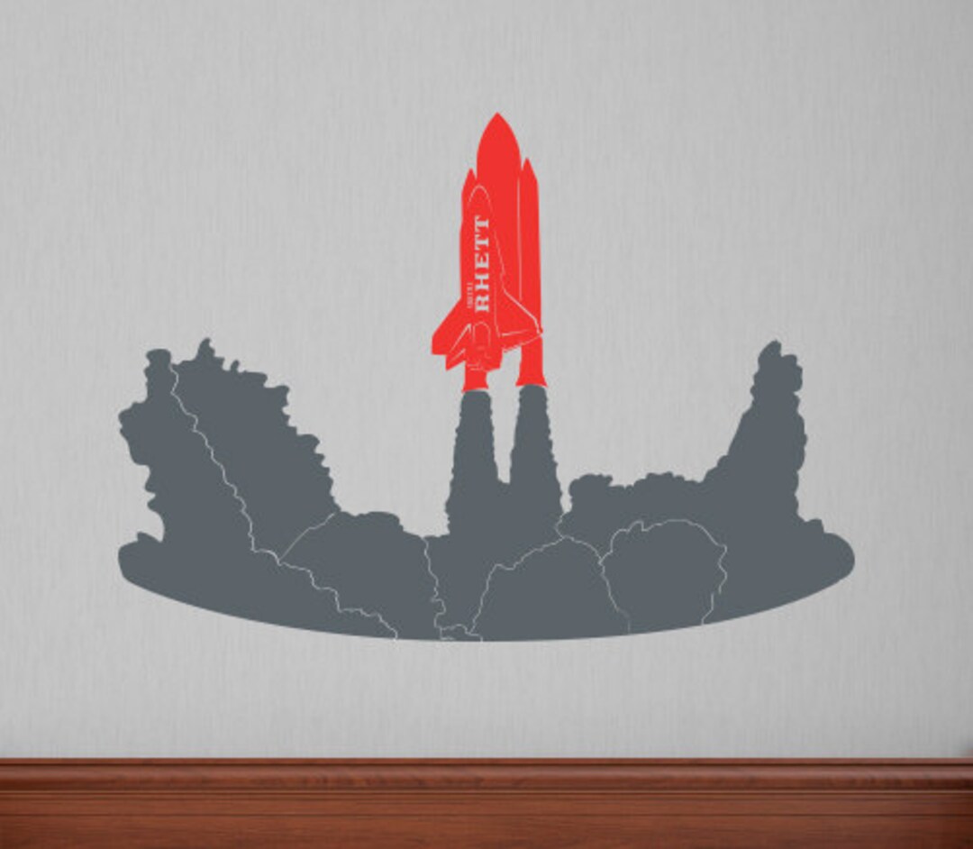 Personalized Rocket & Space Shuttle Launching - Wall Decal Custom Vinyl ...