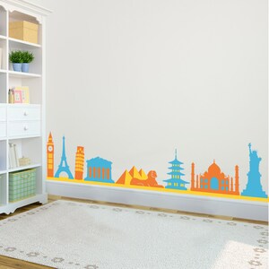 World Landmarks Border (8 Landmarks) - Wall Decal Custom Vinyl Art ...