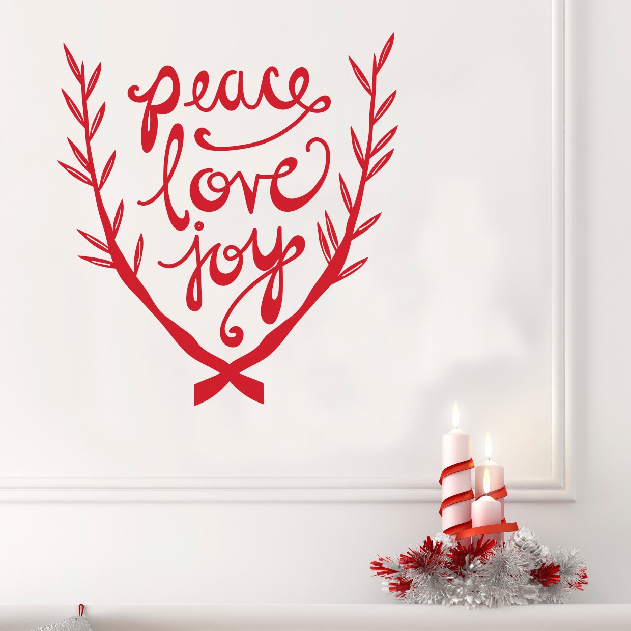 Peace Love Joy Branches Holiday Quote Wall Decal Custom | Etsy