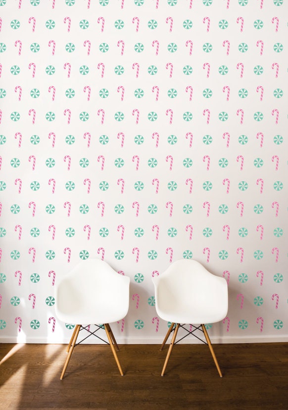Candy Canes and Peppermint Repeatable Pattern Wall Decal - Custom Vinyl ...