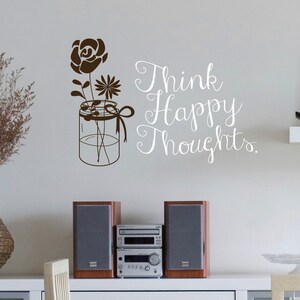 Think Happy Thoughts Mason Jar With Flowers- Positive Inspirational ...