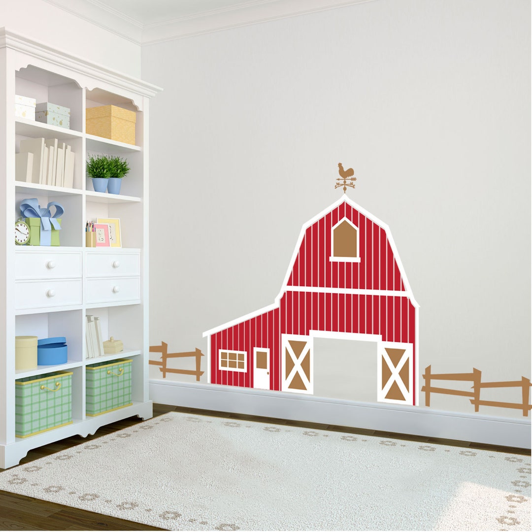 Barn Farm Large Playroom Backdrop - Wall Decal Custom Vinyl Art ...
