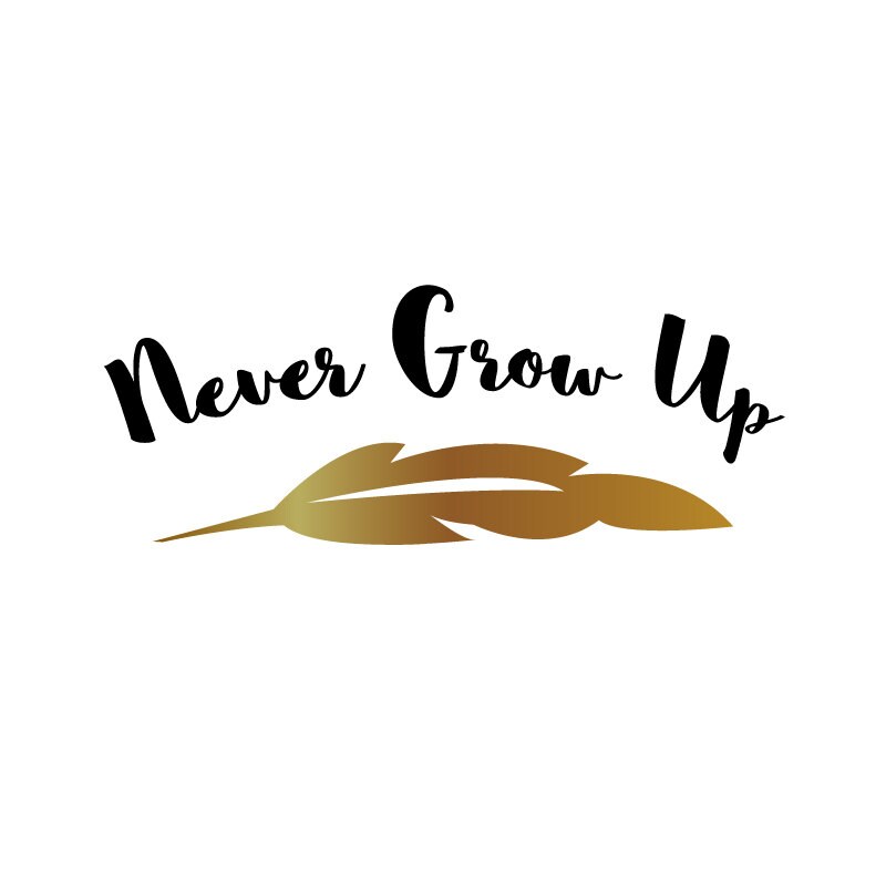 Never Grow up Quote With Feather -wall Art Vinyl Quote Decal for Kid's ...