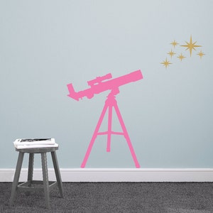 Telescope With Stars - Vinyl Wall Decal Perfect for Schools, Classrooms ...