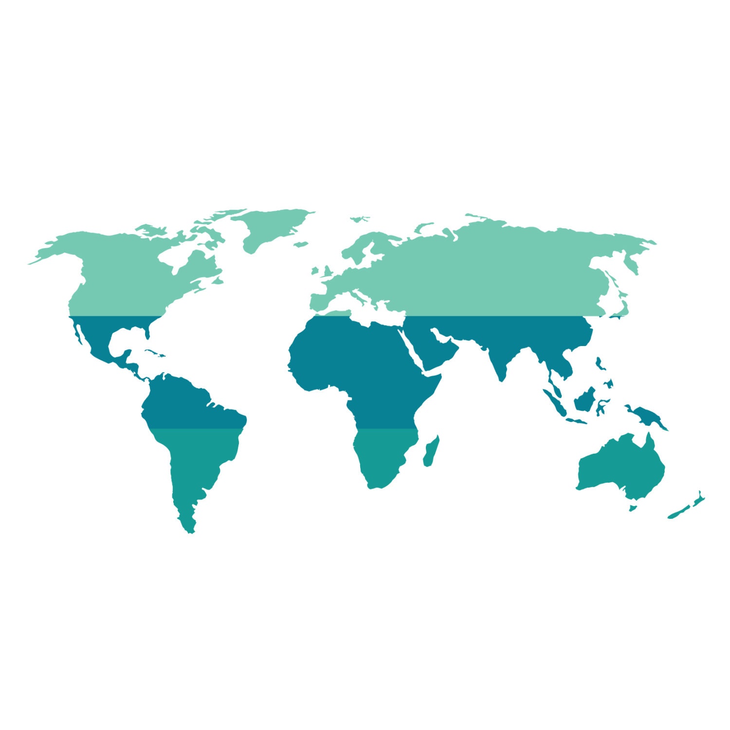 Tri-Color World Map Wall Decal Custom Vinyl Art Stickers for | Etsy