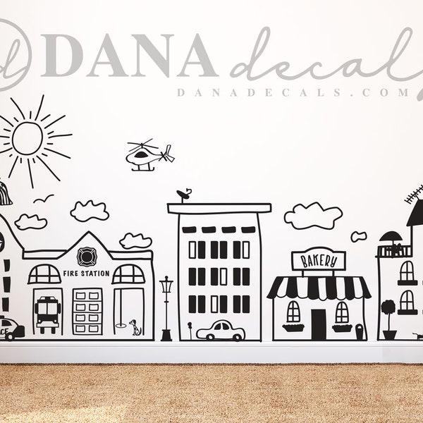 Cityscape Wall Decal - Etsy