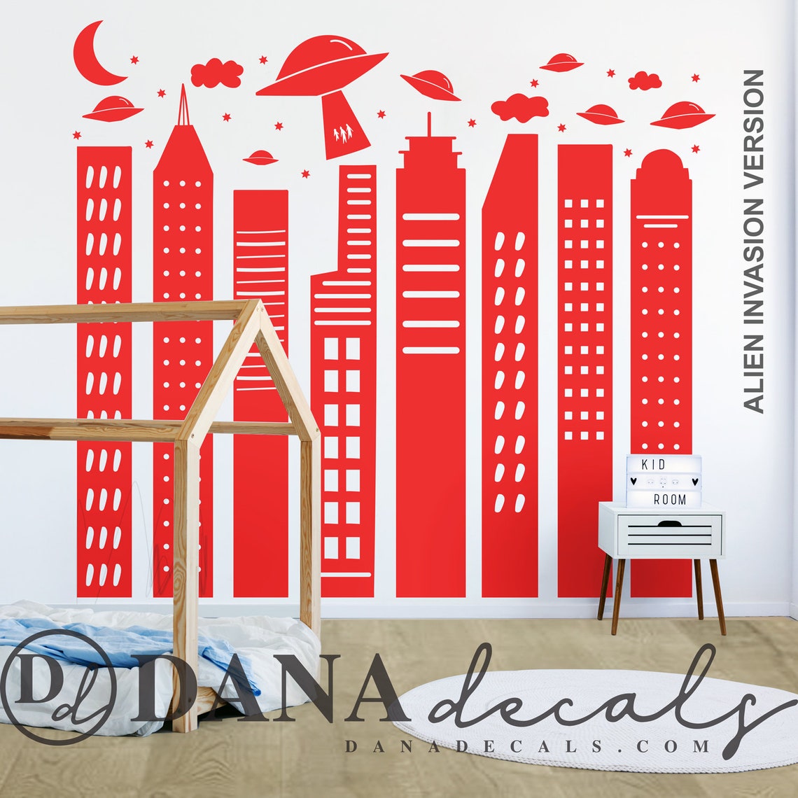 Multi-scene Very Tall Whimsical City Skyline Wall Mural Decals - Etsy