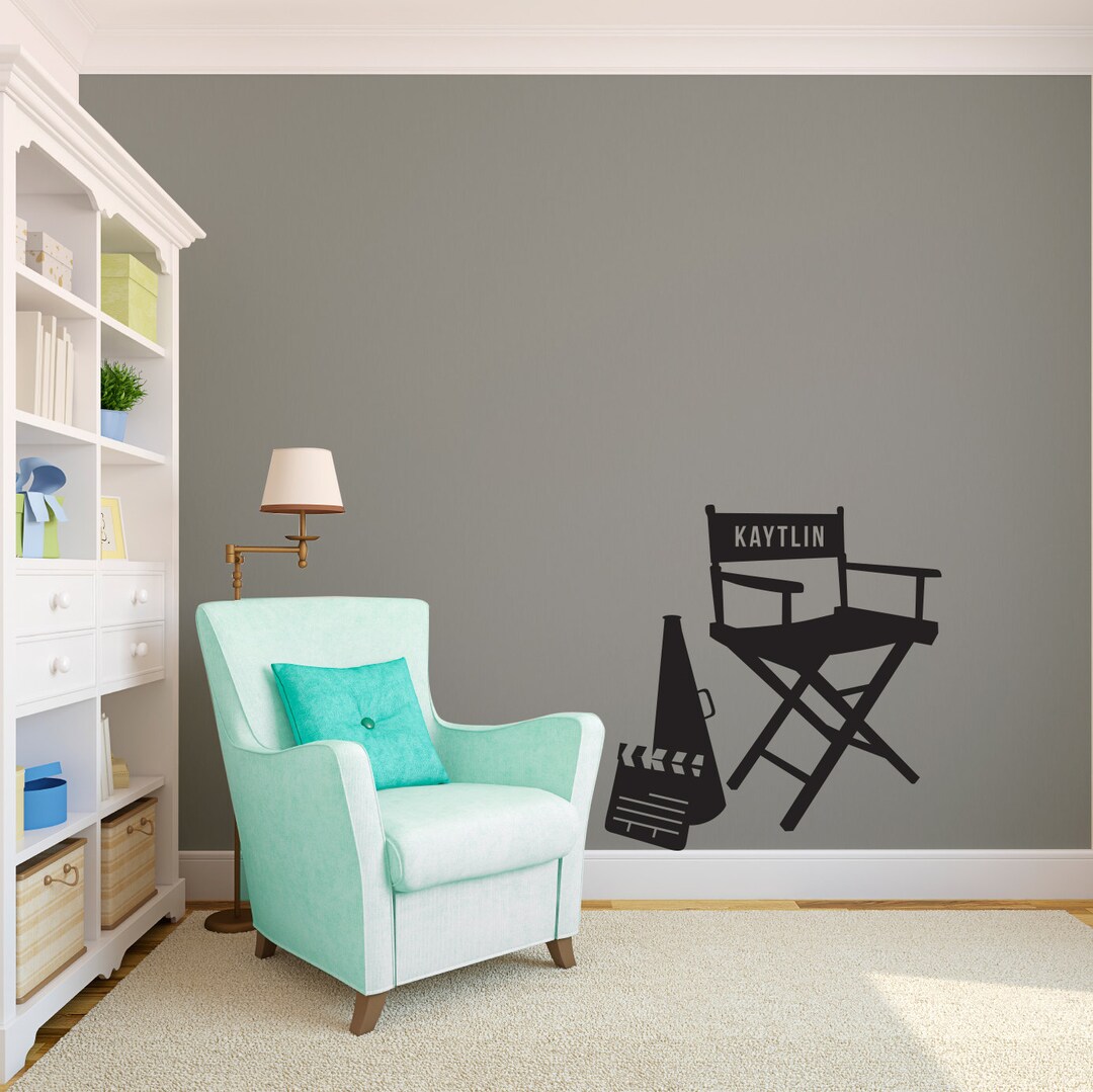 Personalized Directors Chair Megaphone and Clapperboard- Wall Decal ...