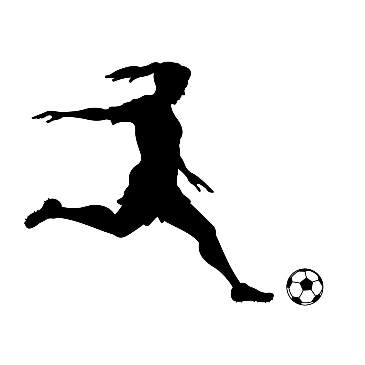 Medium Girl Soccer Player Kicking Silhouette Sports Wall - Etsy