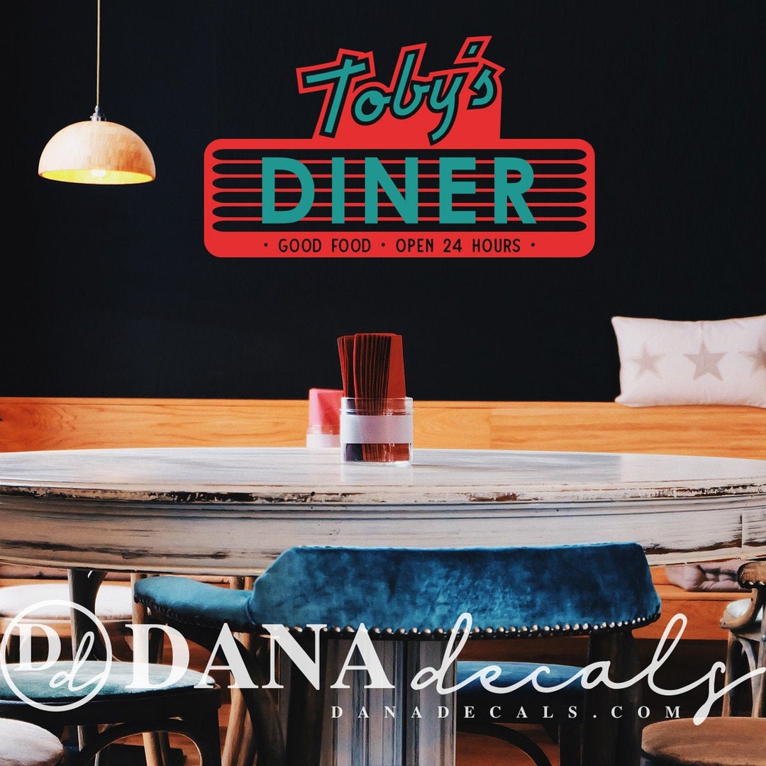Personalized Custom Pretend Diner Sign With Name Wall Decal - Ideal for ...