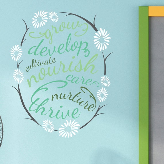 Items similar to Garden Growing Typography Floral Life Quote -Wall ...