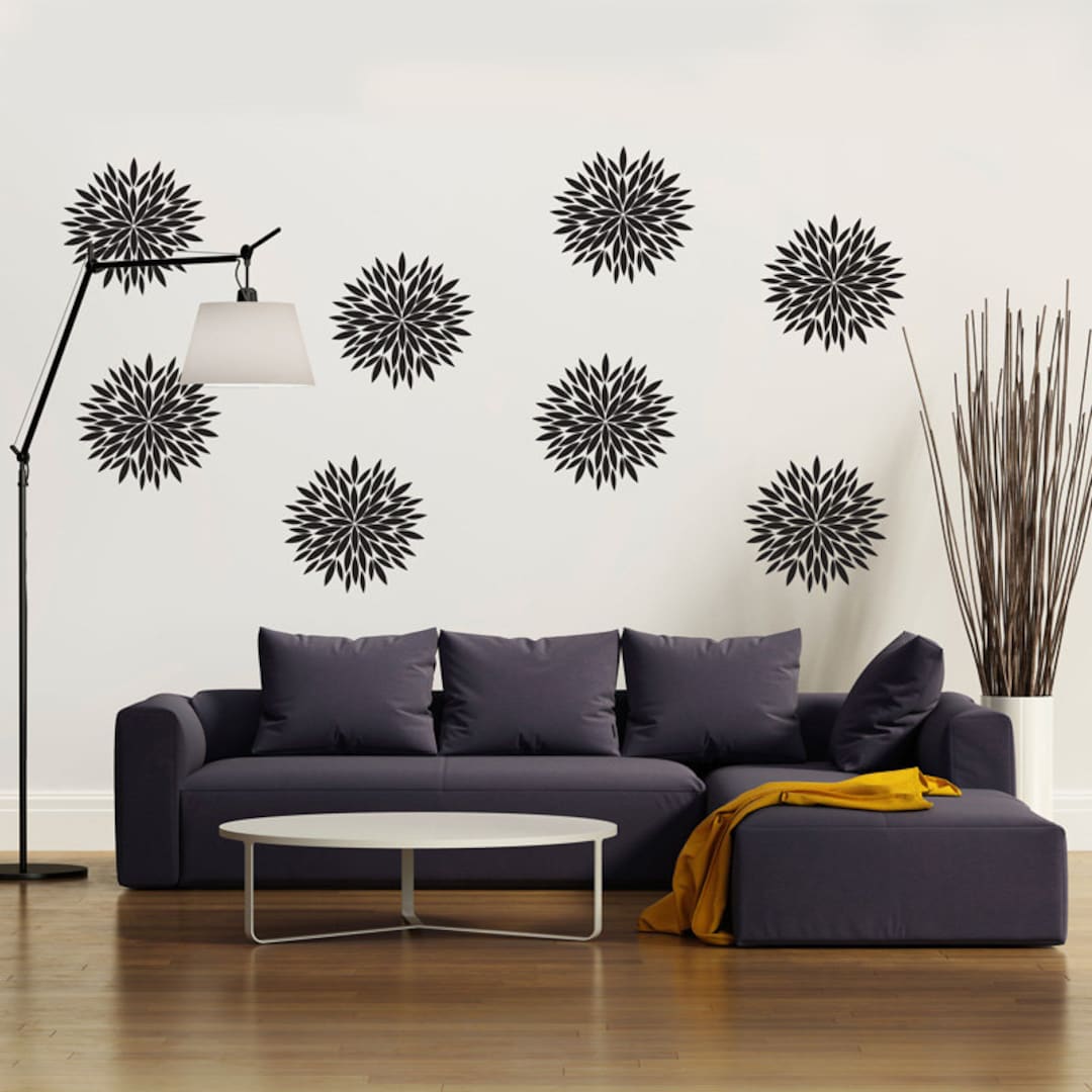 Modern Flower Pattern - Wall Decal Custom Vinyl Art Stickers for ...