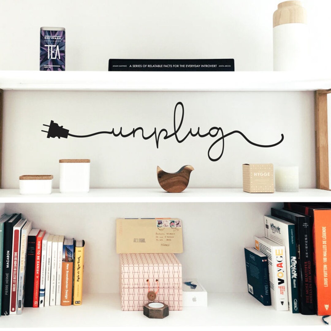 Unplug Quote- Vinyl Wall Decal Art Sticker Quote Vinyl Decal Decor Dorm ...