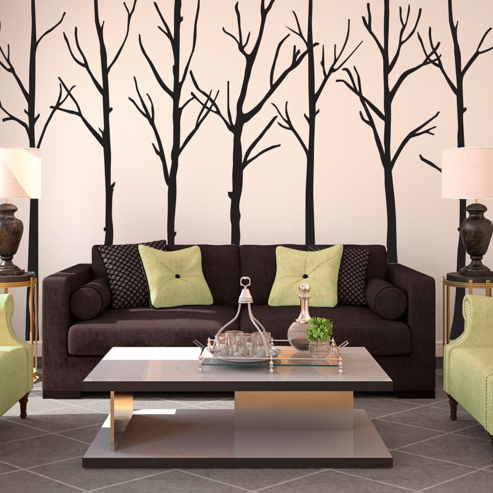 Winter Leafless Trees Silhouettes Forest - Wall Decal Custom Vinyl Art ...