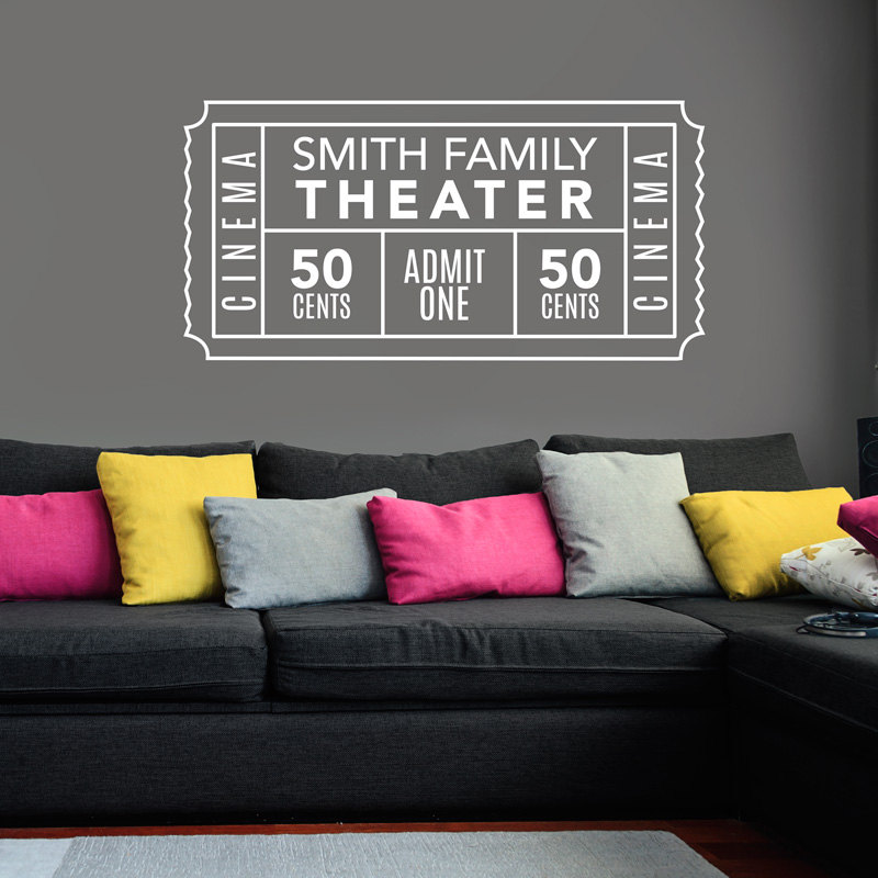 Personalized Family Movie Theater Ticket Decal Wall Decal - Etsy