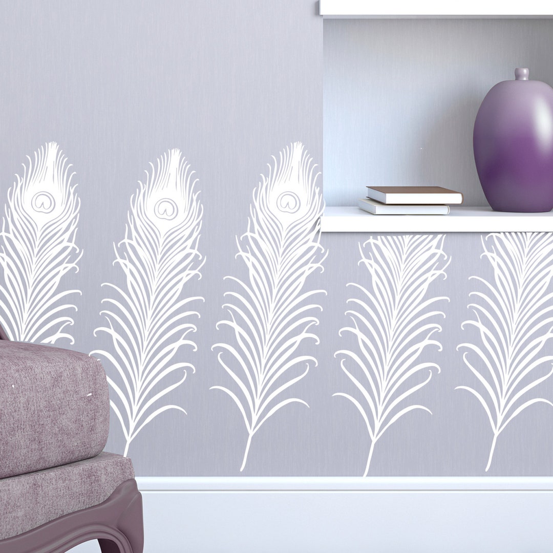 Art Deco Peacock Feather Pattern (total 14) - Wall Decal Custom Vinyl ...
