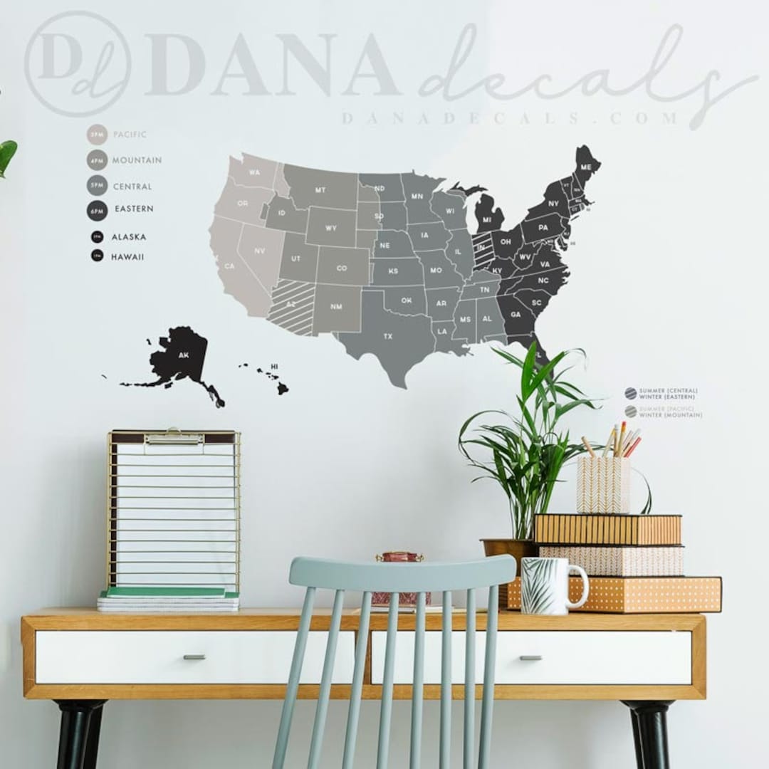 Small United States Time Zone Map MULT-COLOR - Wall Decal Custom Vinyl ...