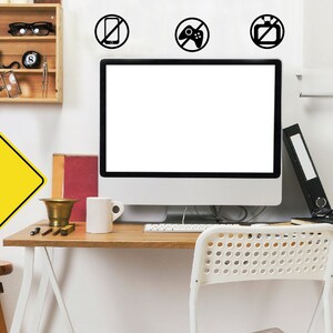 Homework Zone Road Sign With Icons- Vinyl Wall Decal Stickers for Study ...
