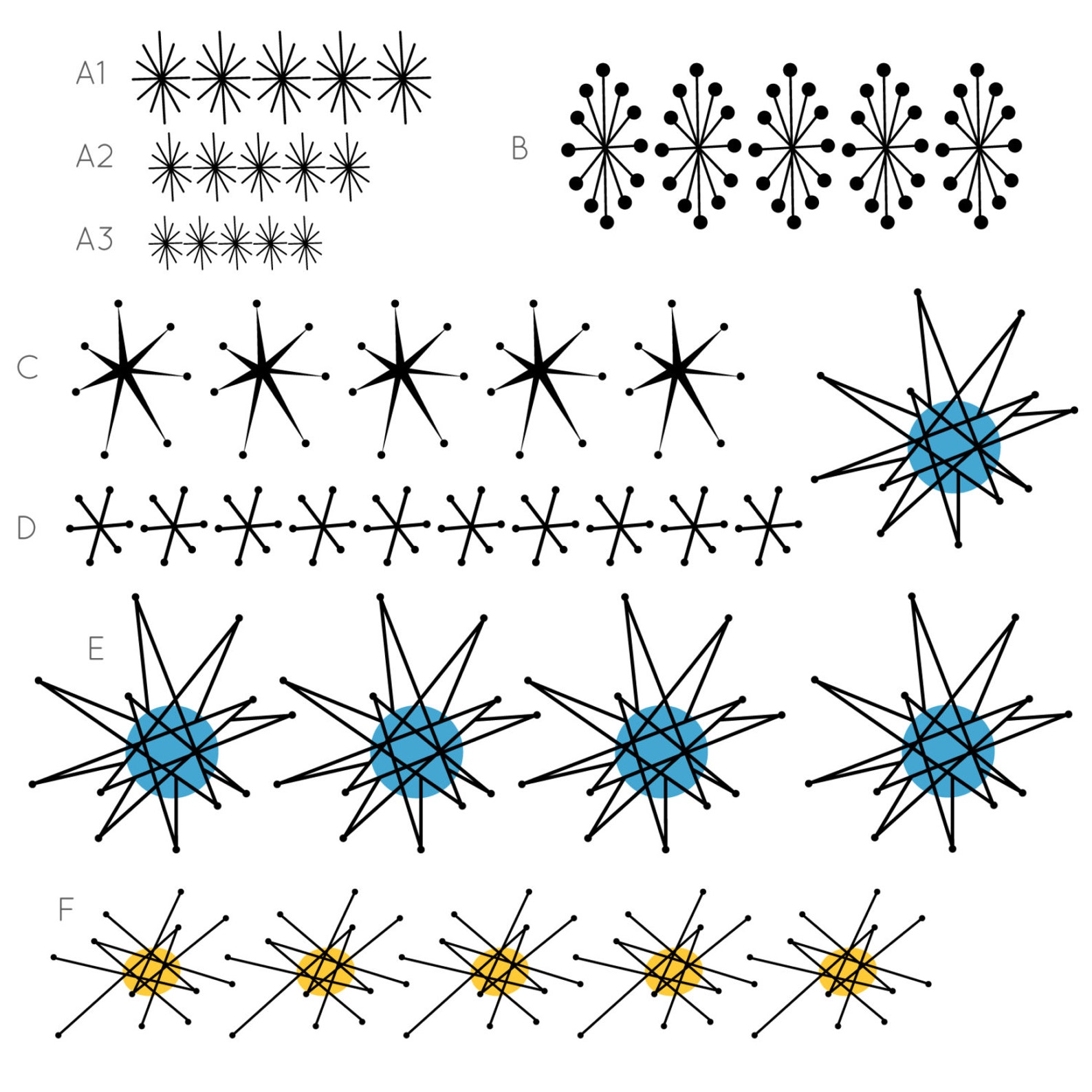 Retro Atomic Shapes Vintage Decor Wall Decal Custom Vinyl | Etsy